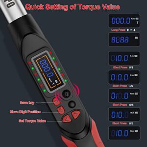 VANPO Digital Open End Torque Wrench, 34MM Adjustable Jaw, 5-99.6 Ft-lb/6.8-135 N.m, LCD Display, Anti-Drop Design