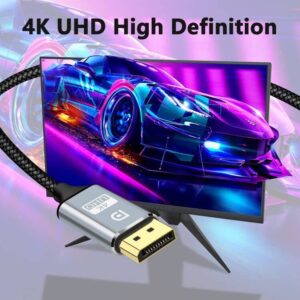 4K DisplayPort to HDMI Cable 15FT,[Aluminum Shell,Nylon Braided]High Speed,UHD(1440P 60Hz,1080P 120Hz) Unidirectional DP to HDMI Cable Cord for Dell,Monitor,Projector,Desktop, AMD,NVIDIA,Lenovo,HP