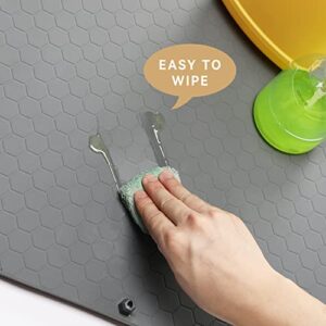 OFCTACK Under Sink Mat Silicone Waterproof Kitchen Cabinet Protectors with Unique Drain Hole Design Bathroom Under Sink Liner Shelf Mats (S, grey)