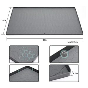 OFCTACK Under Sink Mat Silicone Waterproof Kitchen Cabinet Protectors with Unique Drain Hole Design Bathroom Under Sink Liner Shelf Mats (S, grey)