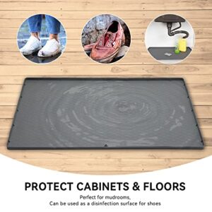 OFCTACK Under Sink Mat Silicone Waterproof Kitchen Cabinet Protectors with Unique Drain Hole Design Bathroom Under Sink Liner Shelf Mats (S, grey)