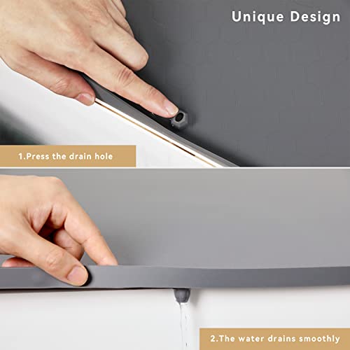 OFCTACK Under Sink Mat Silicone Waterproof Kitchen Cabinet Protectors with Unique Drain Hole Design Bathroom Under Sink Liner Shelf Mats (S, grey)