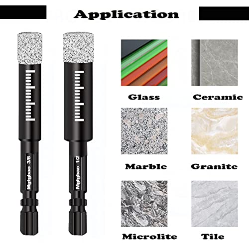 Mgtgbao 10pc 3/16” Dry Diamond Drill Bits Set，10PCS 5mm Hex Shank Core Drill Bit Brazed with Cooling Wax for Porcelain Tile Ceramic Concrete Granite Marble Hard Materials (not for Wood).