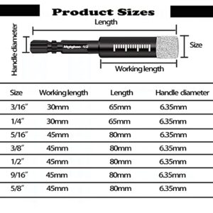 Mgtgbao 10pc 3/16” Dry Diamond Drill Bits Set，10PCS 5mm Hex Shank Core Drill Bit Brazed with Cooling Wax for Porcelain Tile Ceramic Concrete Granite Marble Hard Materials (not for Wood).