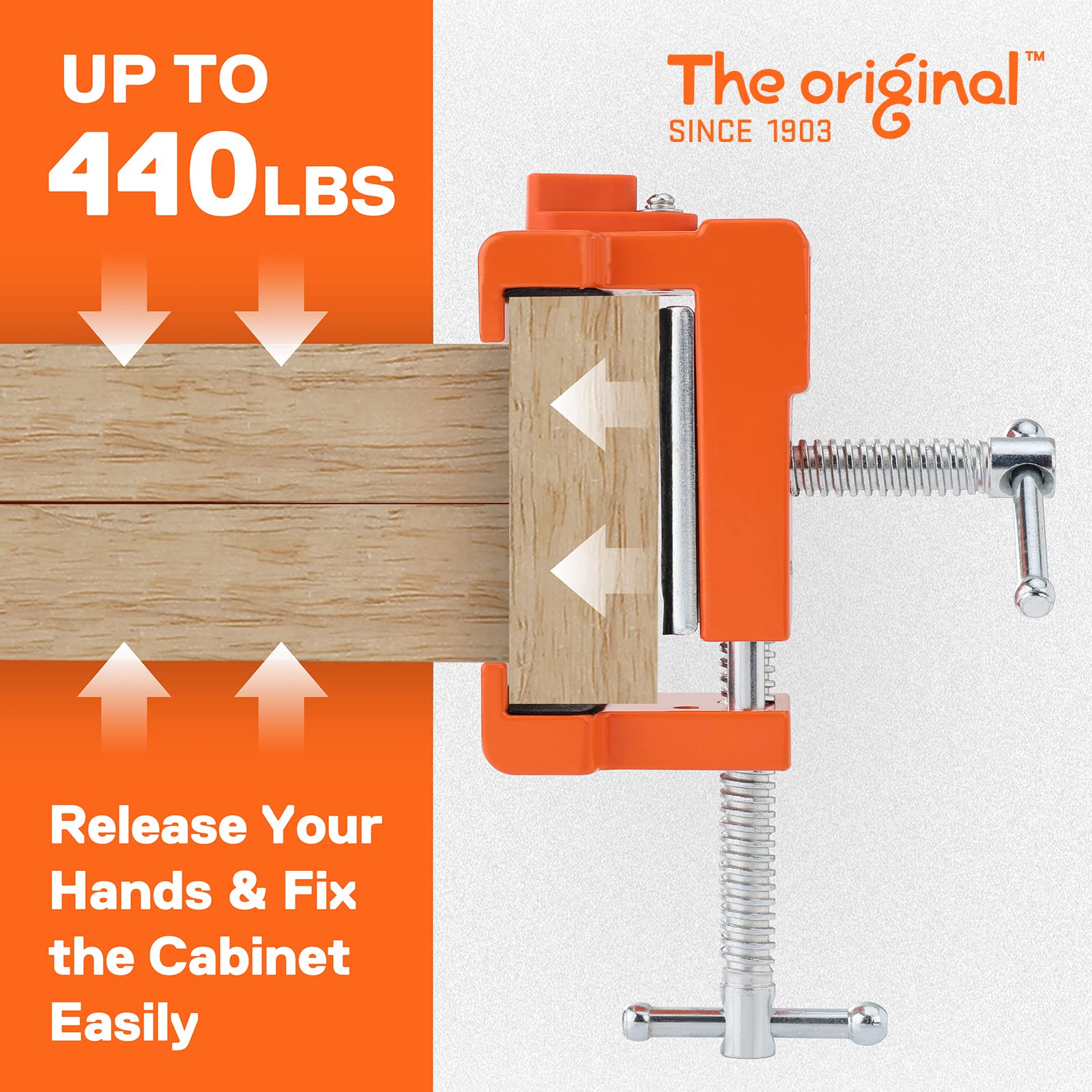 PONY 4-Pack Cabinet Clamps, 8510 Cabinet Claw, Face Frame Clamps for Installing Cabinets, 440 lbs Load Limited Orange