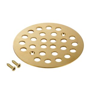 SISEHO Brushed Gold Shower Drain Cover 4 1/4 Inch Round Screw in，Replacement Cover Grill Filter，SUS304 Stainless Steel Brass Surface