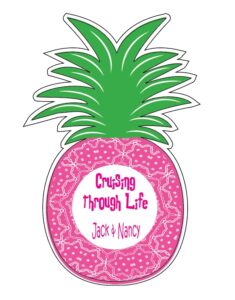 magnet customized for your stateroom door on your disney cruise, carnival, royal caribbean, etc. - personalized pink pineapple