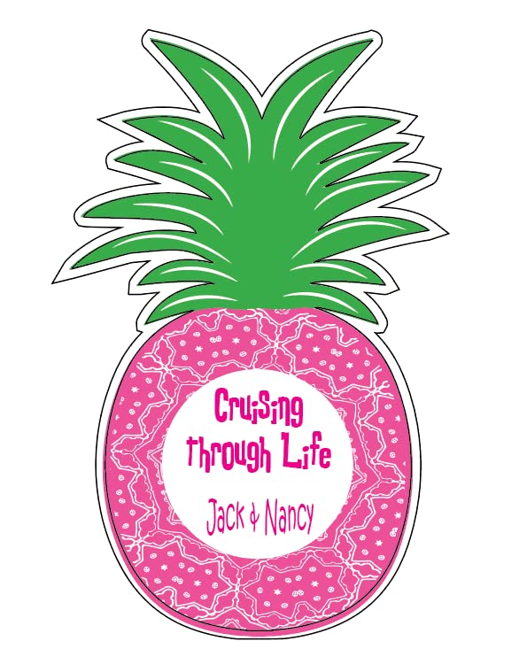 Magnet Customized for your Stateroom Door on your Disney Cruise, Carnival, Royal Caribbean, etc. - Personalized Pink Pineapple