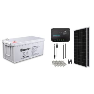 renogy 200w solar panel kit + deep cycle agm battery 12v 200ah for rv, boats, cabins