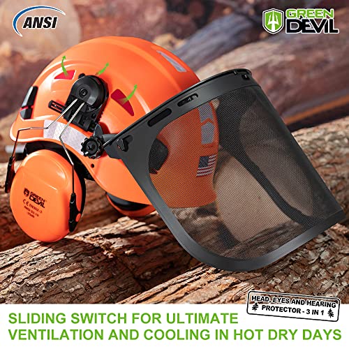 Forestry Safety Helmet Chainsaw Helmet with Mesh Face Shield and Ear Muffs 3 in 1 Forestry Hard Hat