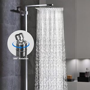 TOOGOU Modern Rain Shower Head, 12 inch, High Pressure, Stainless Steel, Self-Cleaning Nozzle, Easy Install, 1 Setting, Polished Finish