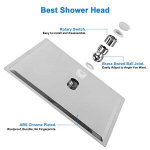 TOOGOU Modern Rain Shower Head, 12 inch, High Pressure, Stainless Steel, Self-Cleaning Nozzle, Easy Install, 1 Setting, Polished Finish