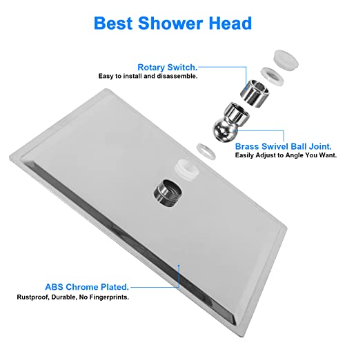 TOOGOU Modern Rain Shower Head, 12 inch, High Pressure, Stainless Steel, Self-Cleaning Nozzle, Easy Install, 1 Setting, Polished Finish