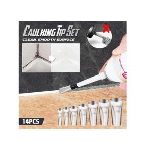 shayu easy caulking finisher set, caulking nozzle applicator, caulking tool accessories, for kitchen, bathroom, tank, door, window, sink joint filling, trim etc (14pc)