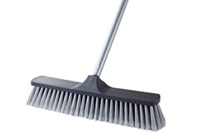 push broom heavy-duty indoor outdoor floor cleans brush bristles adjustable steel handle pole 55” wide 16” lightweight scrub sidewalk driveway yard patio garage concrete wood stone tile wall