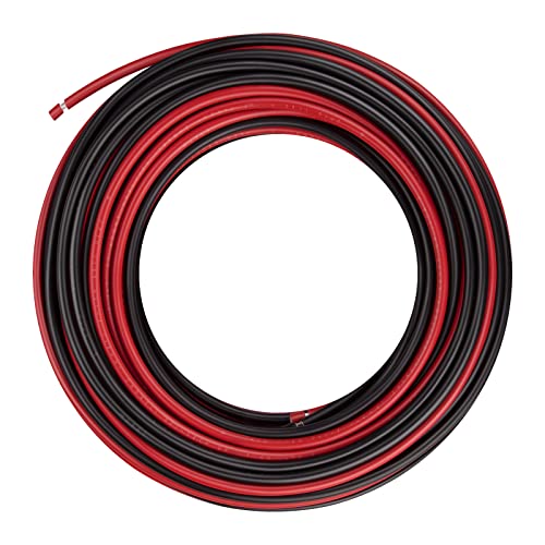 Shirbly Solar Panel Wire - 50FT Black & 50FT Red Tinned Copper Wire, 10AWG (6mm²) PV Wire Solar Extension Cable for Outdoor Automotive RV Boat Marine Solar Panel- Black & Red (10AWG 50FT)