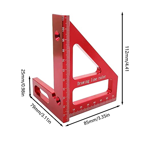 Singring 45 Degree Square Triangle Ruler Scriber 3D Multi Angle Measuring Ruler Mitre Angle Ruler Measuring Template Tool (Red)