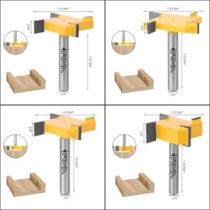 MNA CNC Spoilboard Surfacing Router Bit,4PCS Router Bit Set,1/4 Inch Shank ，4 Wings,1-37/64-Inch Cutting Diameter,1/4" 5/16" 3/8" 1/2" Milling Depth