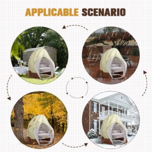 Patio Hanging Egg Chair Cover Outdoor Double Large Egg Chair Covers Waterproof 420D Patio Swing Loveseat Dust Protector 91x80 inches (Beige)