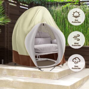 Patio Hanging Egg Chair Cover Outdoor Double Large Egg Chair Covers Waterproof 420D Patio Swing Loveseat Dust Protector 91x80 inches (Beige)