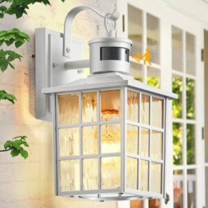 VIANIS Motion Sensor Outdoor Lights, White Dusk to Dawn Wall Lights, Exterior Light Fixture, Anti-Rust 100% Aluminum Outdoor Wall Lantern Wired for Garage Patio, Front Porch Light