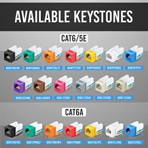 Everest Media Solutions easyJACK - 90° Angled Speed Termination Tool - with 20-Pack of 90° Angled CAT6/5e Keystone Jacks in White Color - Additional Jacks are Available - (B087N7QQD2)