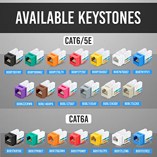 Everest Media Solutions easyJACK - 90° Angled Speed Termination Tool - with 20-Pack of 90° Angled CAT6/5e Keystone Jacks in White Color - Additional Jacks are Available - (B087N7QQD2)