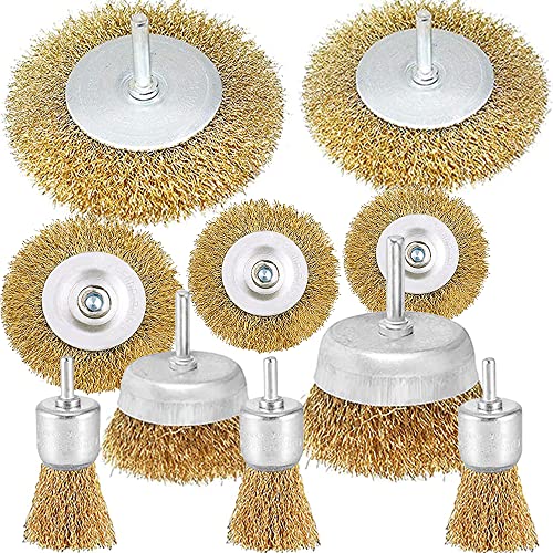 Wire Brush Wheel Cup Brush Set 10 Piece Wire Wheel for Drill 1/4 Inch Shank Arbor 0.012" Coarse Carbon Crimped Wire Brush for Cleaning, Stripping and Abrasive