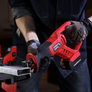 PowerSmart 20V Cordless Reciprocating Saw with 2.0Ah Battery and Charger, 3pcs Wood Blades and 2pcs Metal Blades Included