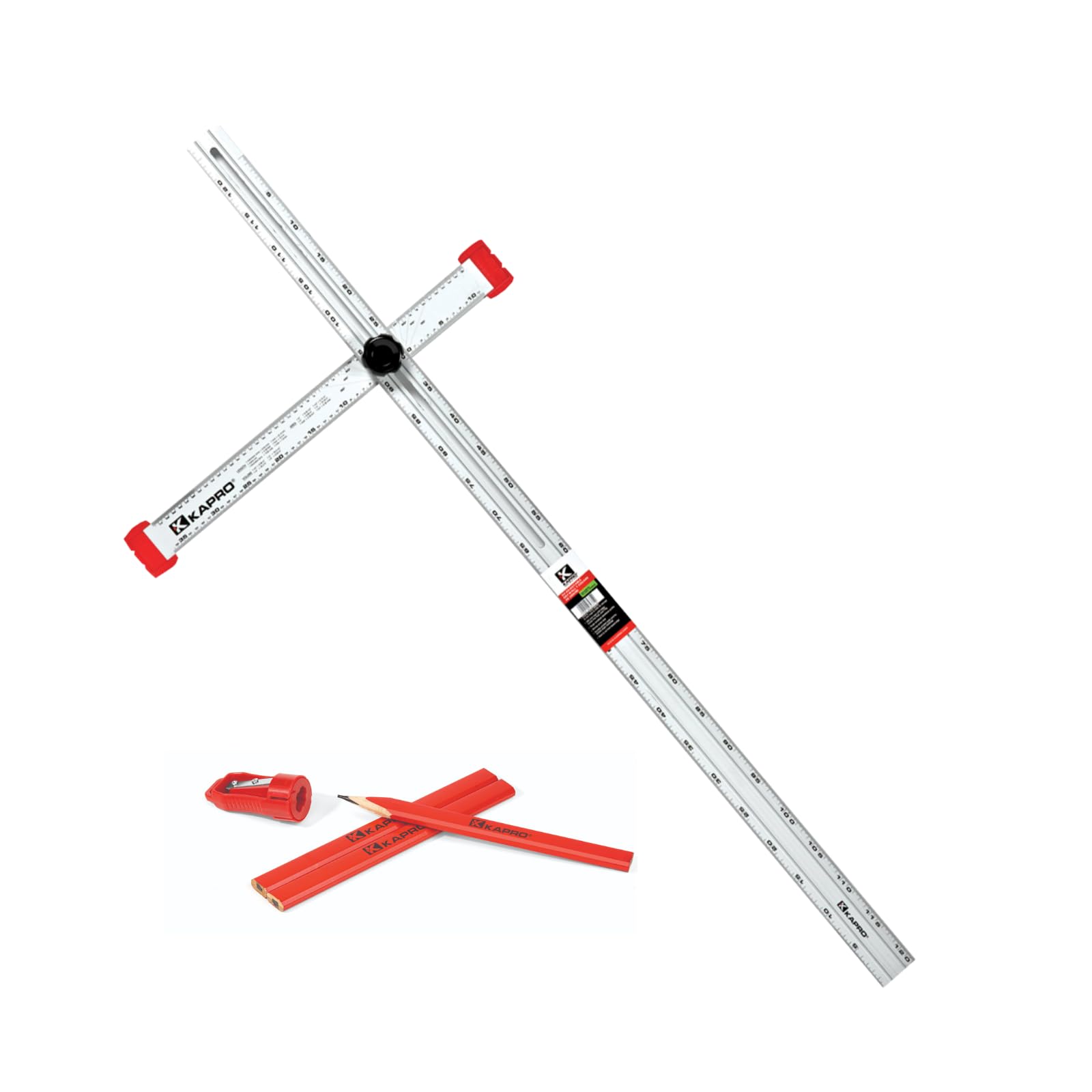 Kapro - 317 Adjustable Drywall T-Square Tool + 257 Pencil Bundle - 48 Inch - for Layout and Marking - Features Sliding Head and Dual Directional Printed Scale - Aluminum