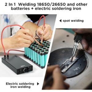 3goa Spot Welder with Soldering Iron, 11000mAh Soldering Iron Kit Electronics, Adjustable Temperature Welding Tool, Portable Spot Welding Equipment for DIY 18650 Battery, Soldering Iron Stand