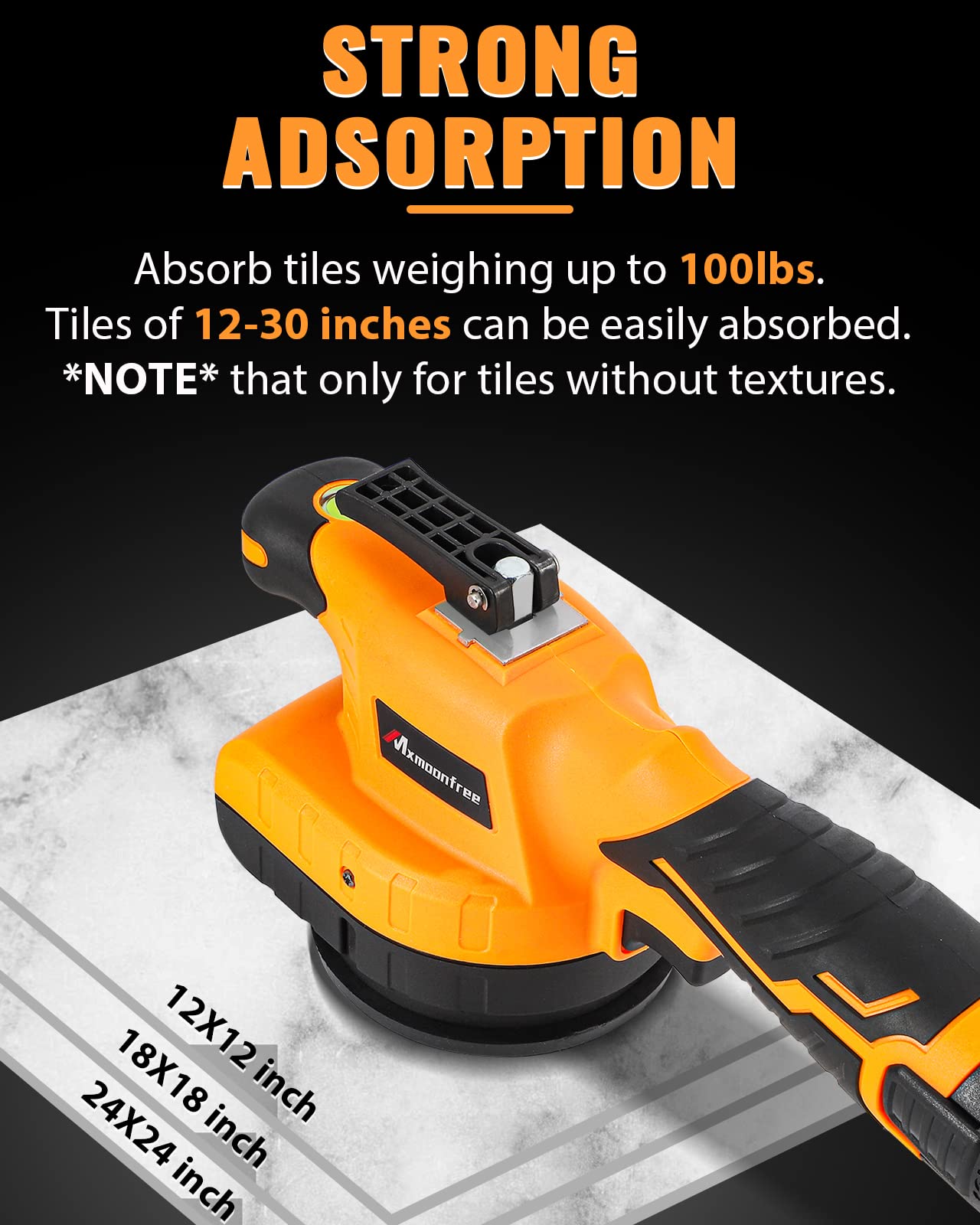 Mxmoonfree 12V Tile Vibration Machine ORANGE + Tile Vibrator No Suction Cup