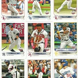 2022 Topps Opening Day Baseball Series Complete Mint 220 Card Set with Rookies and Stars including Mike Trout, Wander Franco, Vladimir Guerrero Jr and Fernando Tatis Jr Plus