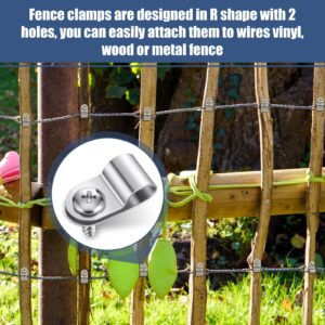 60 Pcs Wire Fence Clips Fence Wire Clamps Cattle Panel Clamps with 60 Pcs Screws Aluminum Mounting Clips for Vinyl, Wood or Metal Fence