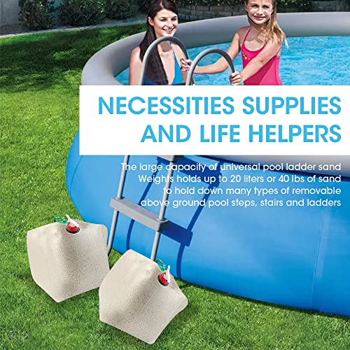 2Pcs Swimming Pool Ladder Weights 20L Universal Pool Step Weights Sand Bags Fillable Anchor Bag Container for Above Ground Swimming Pool Steps and Ladders Entry Systems, Foldable, 11" x 11"