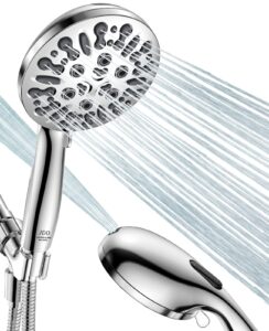 jdo shower head with handheld, high pressure handheld shower head 8 settings, detachable shower head set with stainless steel hose and shower bracket (chrome)