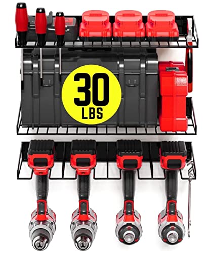 MAASTERS Power Tool Organizer Wall Mount - 70lb Weight Limit Heavy Duty Floating Cordless Drill Holder Wall Mount - Cordless Drill Organizer – Power Tool & Cordless Drill Storage Rack