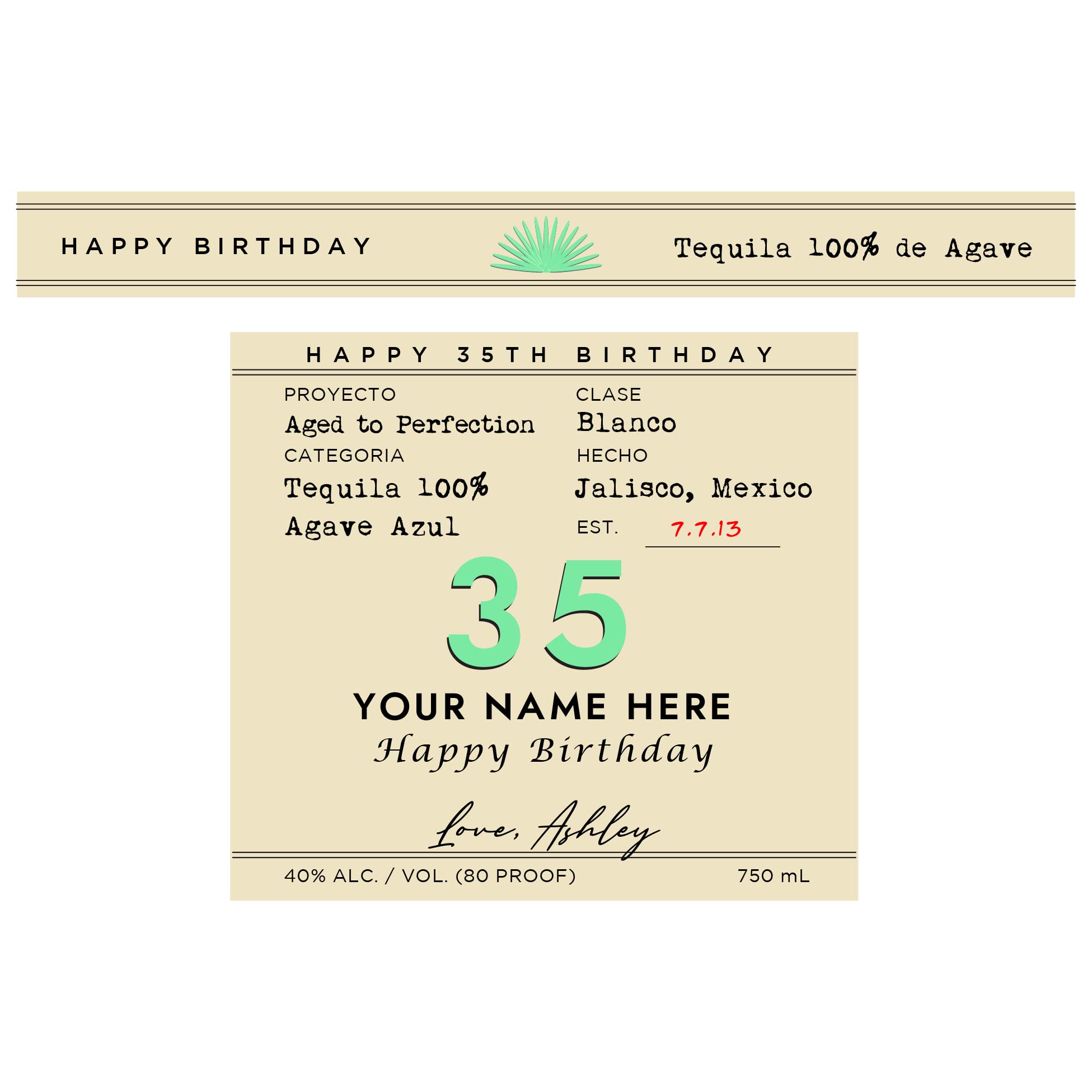 Personalized Happy Birthday Label to fit Casamigos Bottles