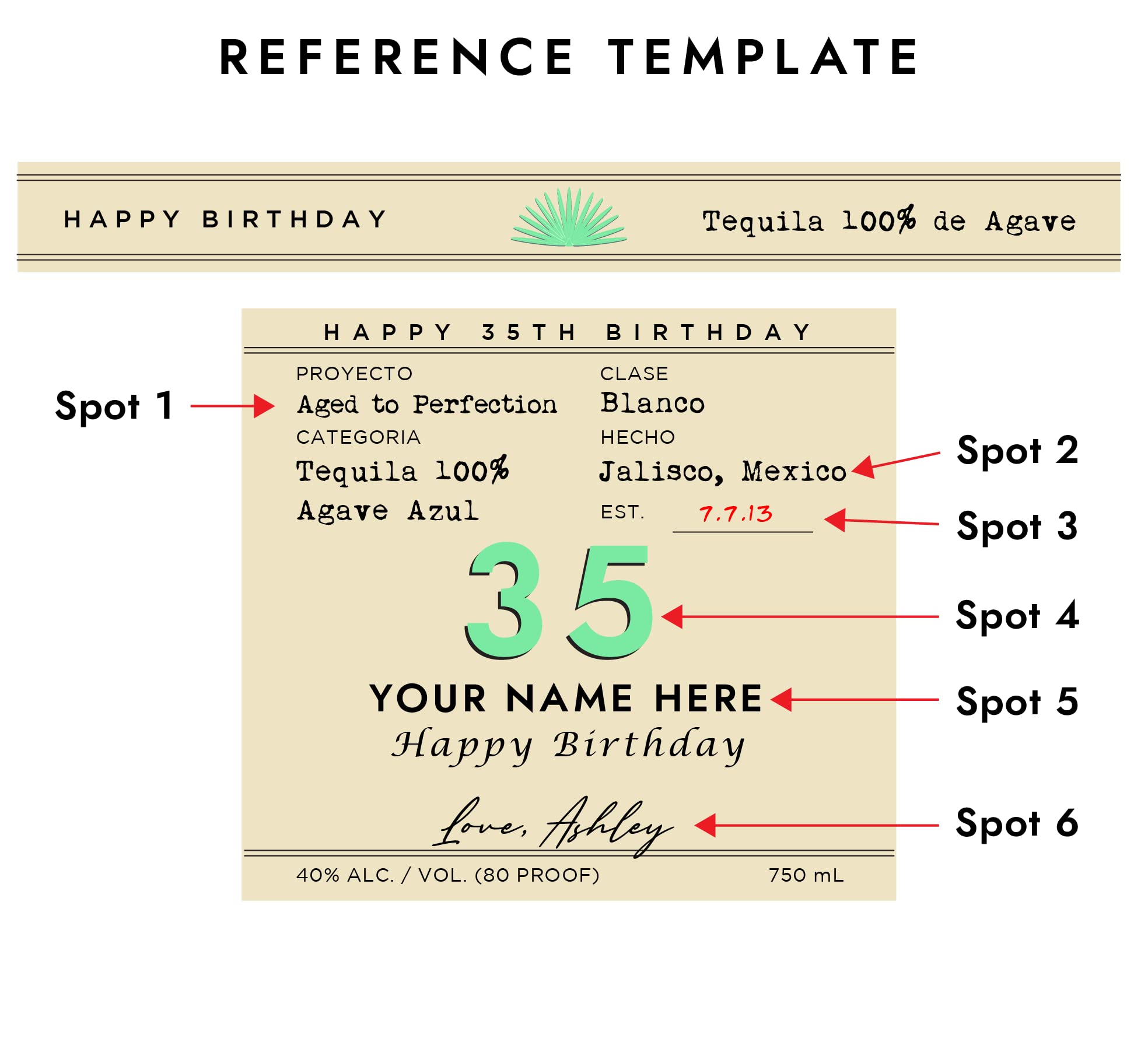 Personalized Happy Birthday Label to fit Casamigos Bottles