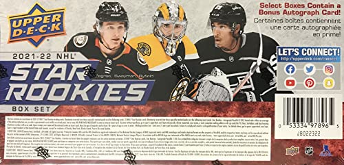 Upper Deck STAR ROOKIES 2021 2022 Hockey Limited Edition Factory Sealed 25 Card Rookie Set with Cole Caufield and Trevor Zegras and Jeremy Swayman PLUS Others