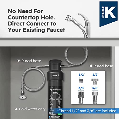 Pureal Hybrid Home PPU-1700K Under Sink Water Filter System, 20K Gallons, NSF/ANSI 42&372, Mineral Sediment Carbon Block KDF Polyphosphate Filter for Scale & Lead & Chlorine