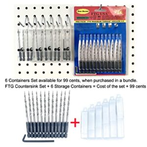 FTG USA Countersink Drill Bit Set 3 Pc #6 (9/64") Wood Countersink Drill Bit Pack Same Size Set with 12 Replacement Bits #6 (9/64") Tapered Countersink Bit, with 1 Hex Wrench,