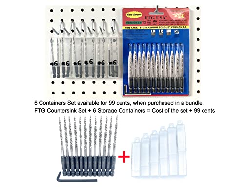 FTG USA Countersink Drill Bit Set 3 Pc #6 (9/64") Wood Countersink Drill Bit Pack Same Size Set with 12 Replacement Bits #6 (9/64") Tapered Countersink Bit, with 1 Hex Wrench,