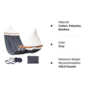 Ohuhu Hammock with Straps Kit, 2-Person Folding Spreader-Bar Double Hammock with Portable Storage Bag, Bamboo Curved Bar Hammocks for Indoor Outdoor Garden Patio Backyard Camping Backpacking