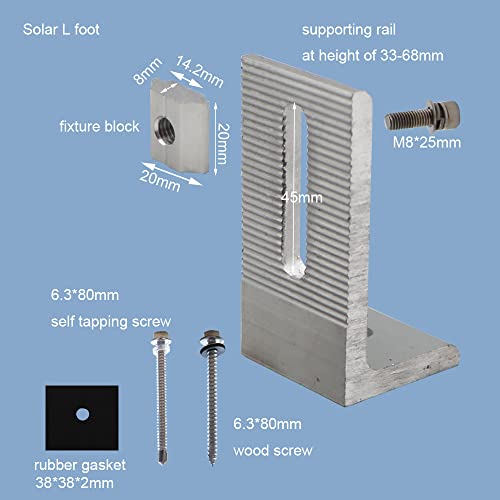 CMYYANGLIN Solar Panel Mounting Braket Kit System for Sloped Pitched Tin Roof