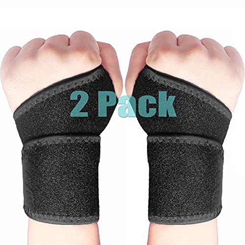 RSAOENF 2 Pack Wrist Brace, Wrist Straps for Carpal Tunnel for women and men, Wrist Support Brace for Weightlifting, Working Out and Pain Relief. Flexible, Highly Elastic, Adjustable (B-Black)