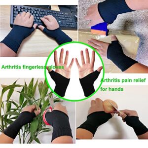 Arthritis Thumb Compression Gloves, Comfort Breathable Wrist Brace Fingerless Glove for Arthritis pain, Soft Thumb Support for Women and Men Hand(S)