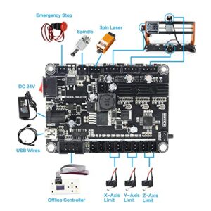 CNCTOPBAOS Upgrade 3018 Pro CNC Router Kit,with GRBL Offline Controller,with 3 Axis Limit Switches,Emergency Stop,3018-PRO DIY Mini Desktop Cutting Wood Acrylic PVC PCB Engraving Milling Machine