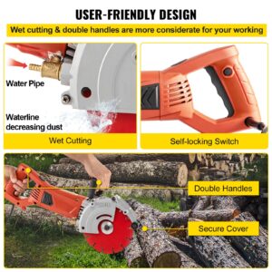 VEVOR Electric Concrete Saw, 7" Blade with 2-1/2 inch Max Cutting Depth, Wet/Dry Sawing with Blade and Tools for Granite, Brick, Porcelain, Reinforced Concrete