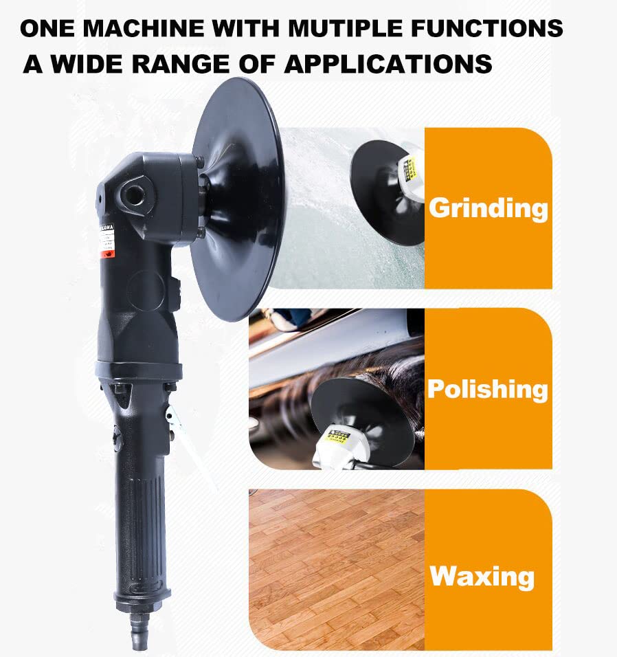 7-Inch Pneumatic Sander Heavy Duty Wet Air Sander/Polisher,Lightweight at 5.47 lbs,Adjustable Speed Up to 4500rpm Pneumatic Polisher Hand Sanding Tool